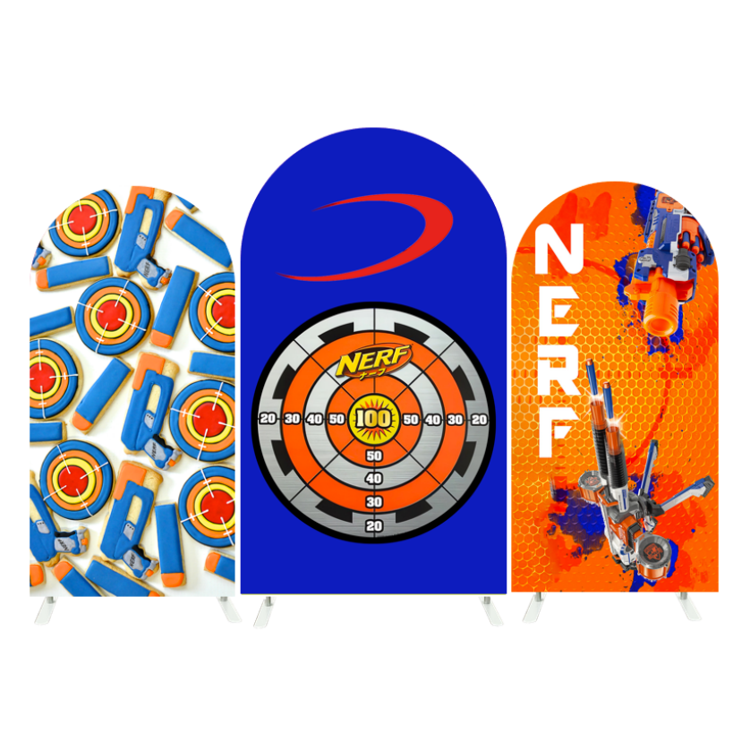 NERF Theme Happy Birthday Party Arch Backdrop Wall Cloth Cover ...
