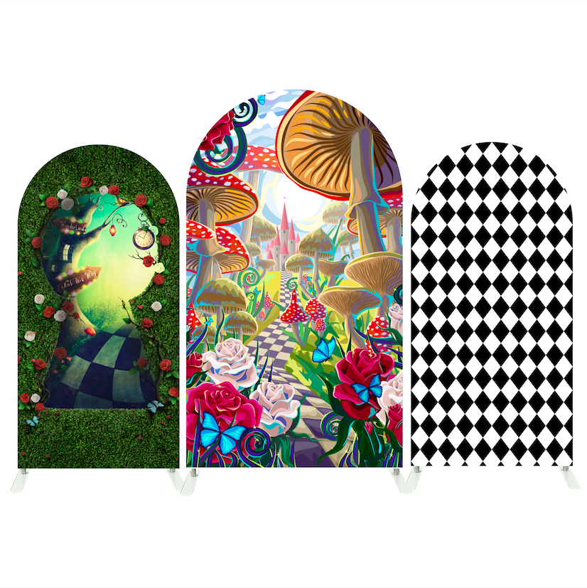 Alice In Wonderland Birthday Party Arch Backdrop Wall Cloth Cover ...