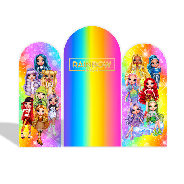 Rainbow High Theme Birthday Party Arch Backdrop Wall Cloth Cover ...