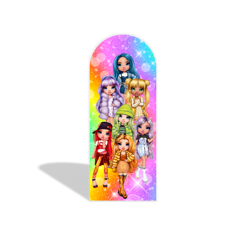 Rainbow High Theme Birthday Party Arch Backdrop Wall Cloth Cover ...