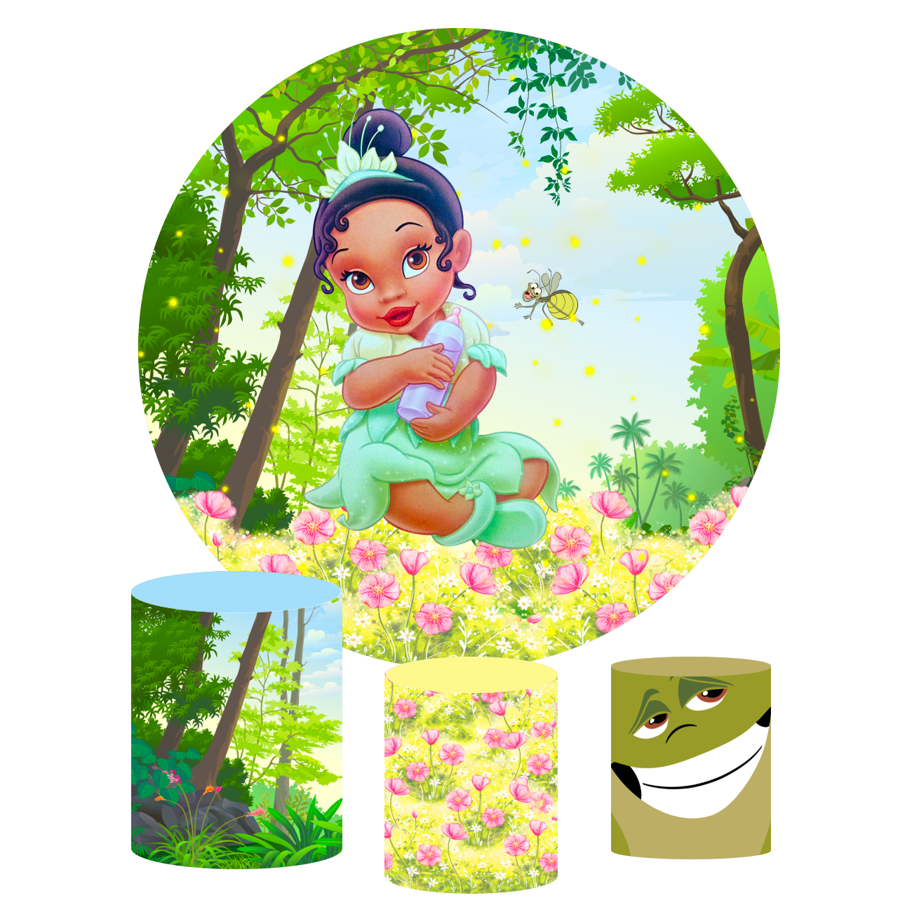 The princess baby Tiana birthday party decoration round circle backdro ...