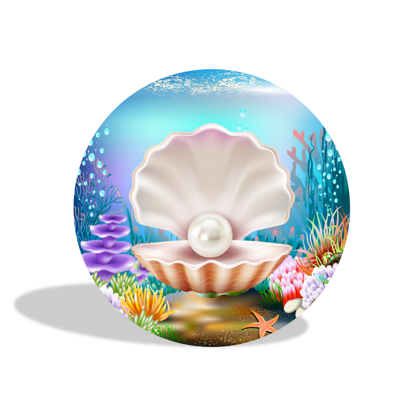 Under the sea mermaid birthday party decoration round circle backdrop ...